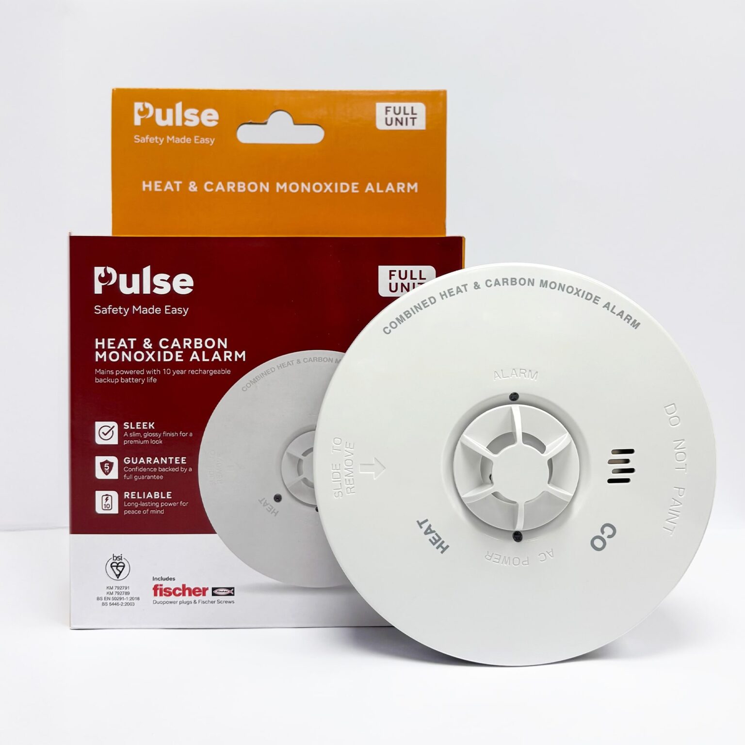 PULSE Mains Heat & Carbon Monoxide Alarm W/ 10 Year Lithium Battery ...